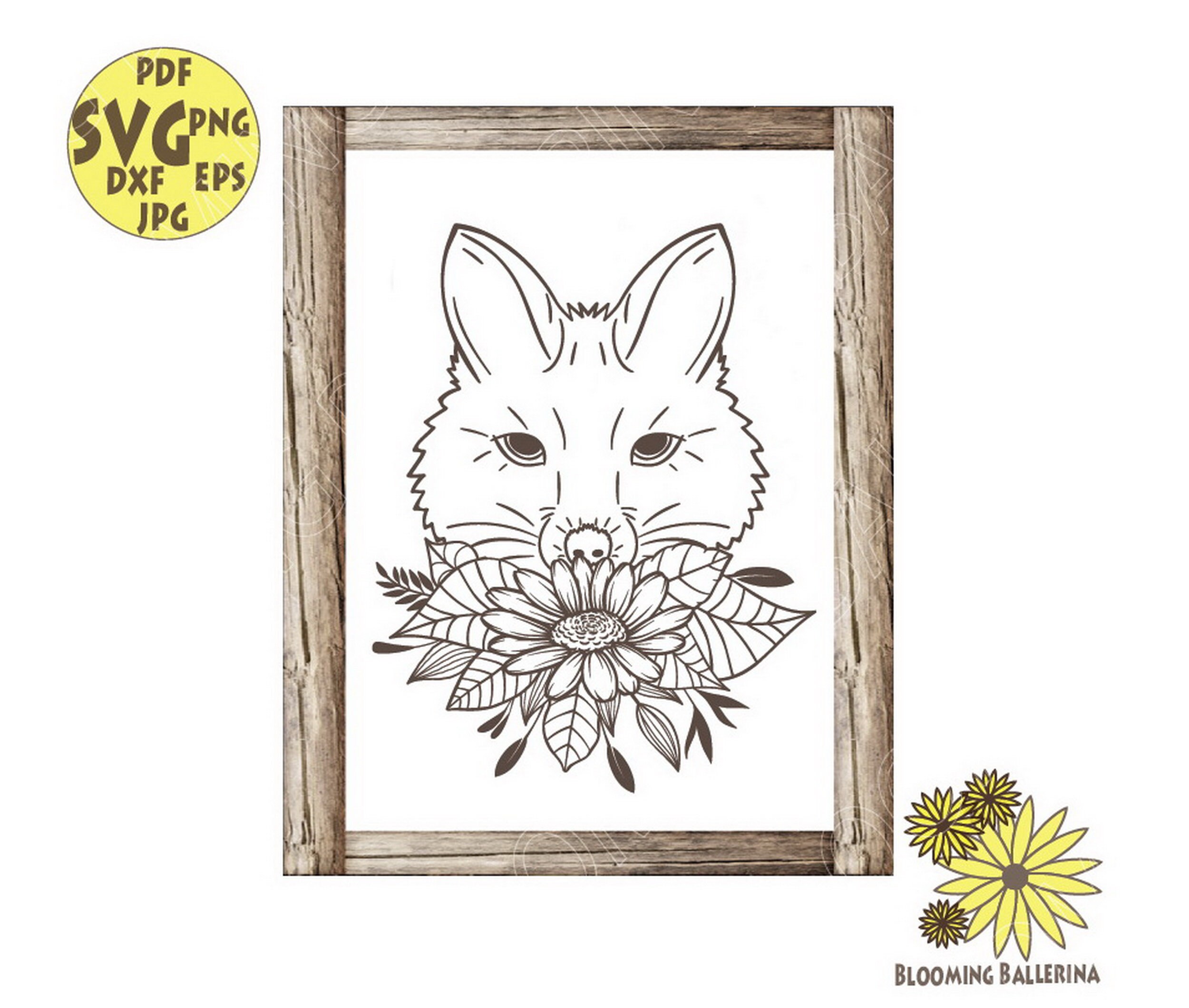 Flower Fox Svg Floral Fox Svg Fox Clipart Woodland Animals | Etsy