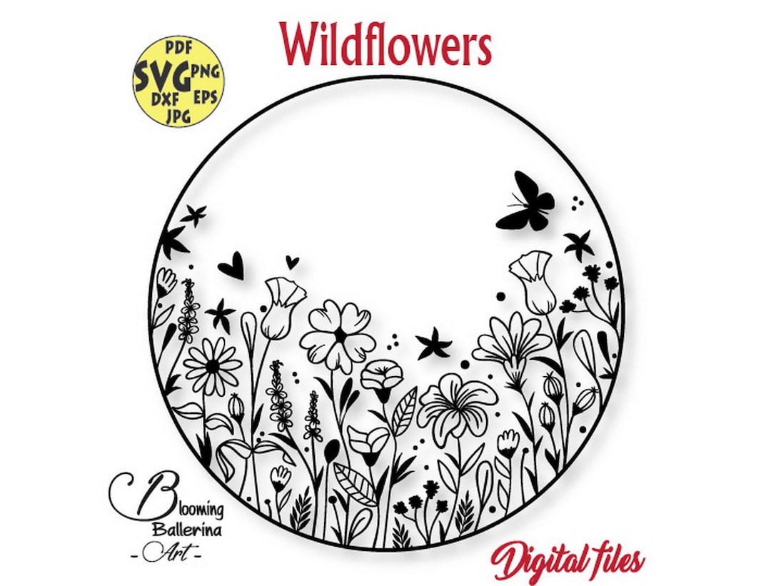 Wild Flower Svg, Wildflowers Circle Frame, Spring Svg, Wildflowers Svg ...