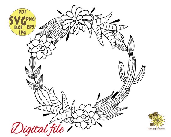 Cactus Frames Svg Suculent Frame Svg Round Frame Svg | Etsy
