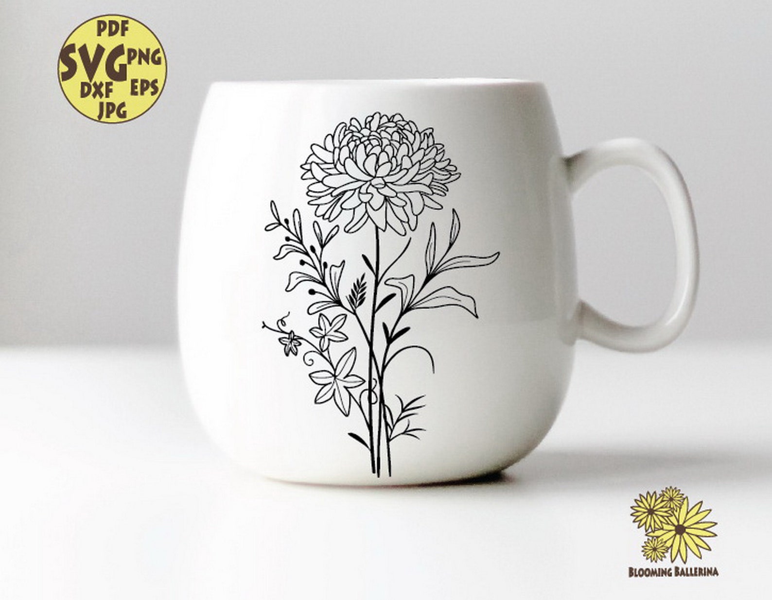 Chrysanthemum Svg November Birth Flower Svg Floral Zodiac - Etsy