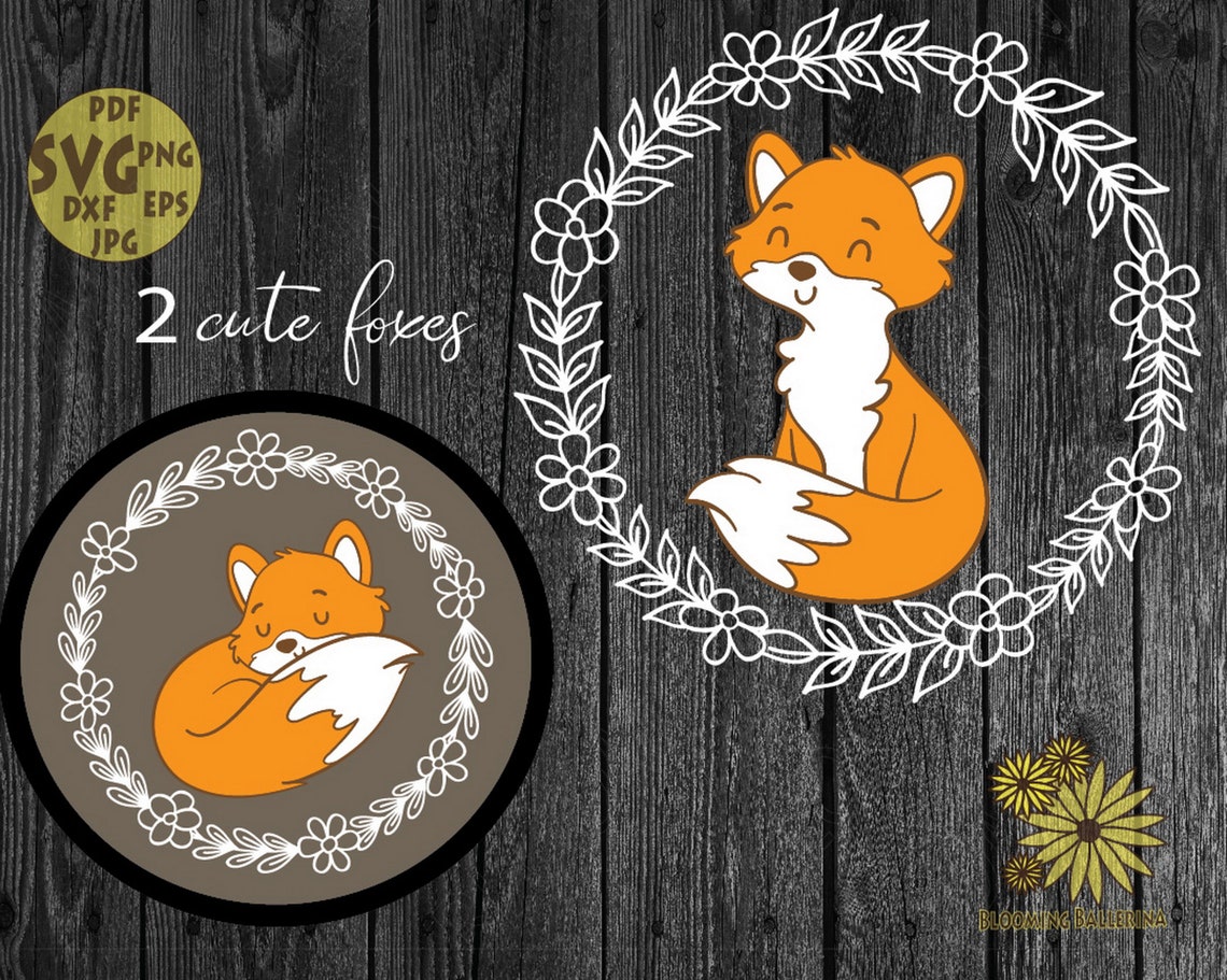 Renards floraux Svg Laurel Svg Floral Fox Svg Mignon renard - Etsy France