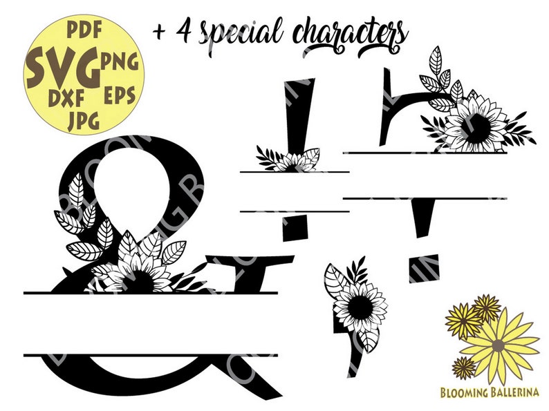 30 Sunflower Monogram Letters SVG Floral Alphabet Svg Flower - Etsy