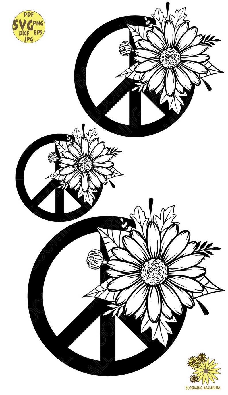 Peace Svg, Hippie Svg, Peace Sign Svg, Floral Svg, Peace Svg File ...