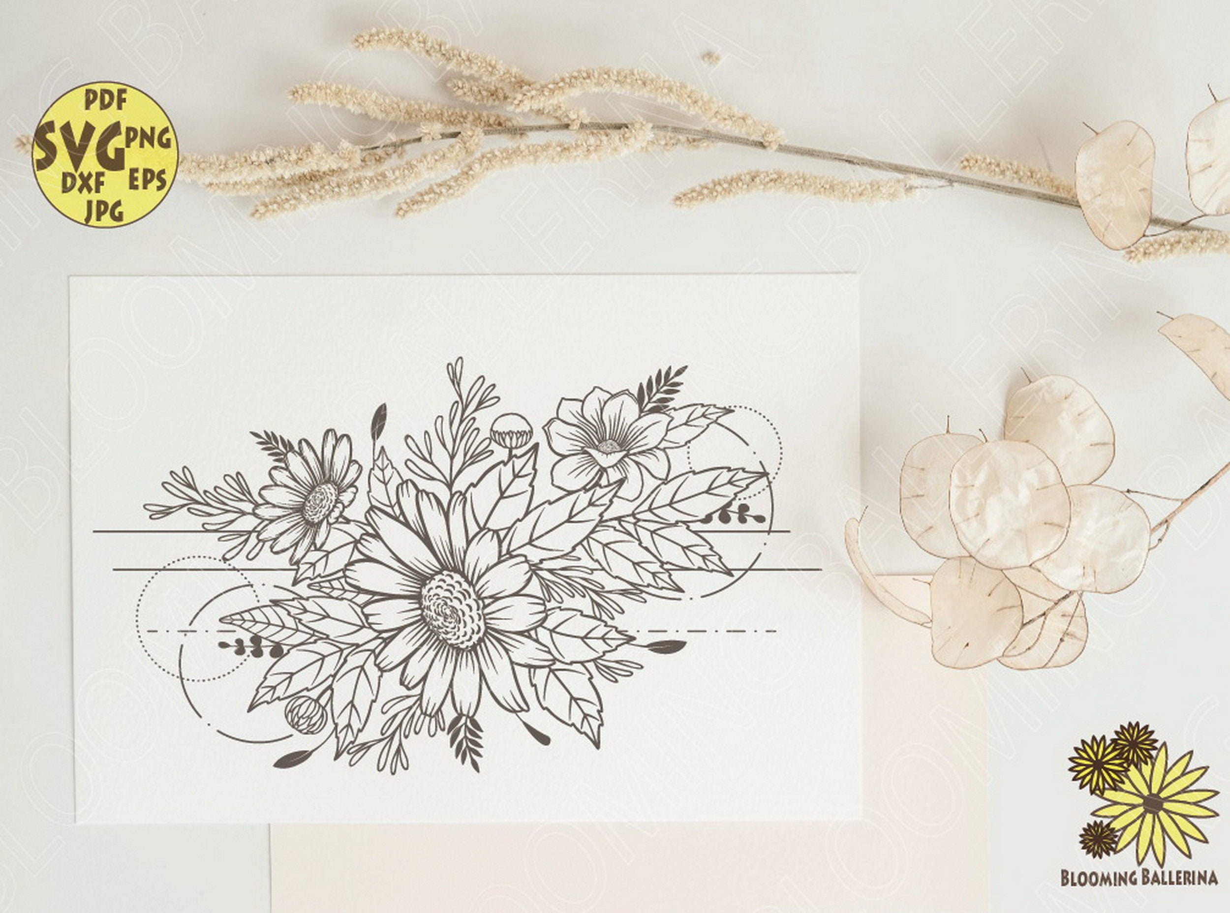 Geometric Flower Bouquet Svg File Daisy Flowers Svg Spring | Etsy