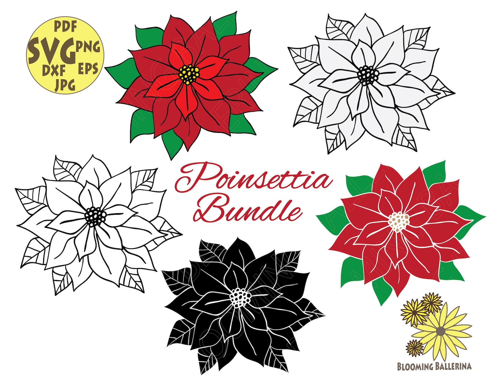 Christmas Flower Svg Poinsettia Svg Floral Svg Flower Svg | Etsy