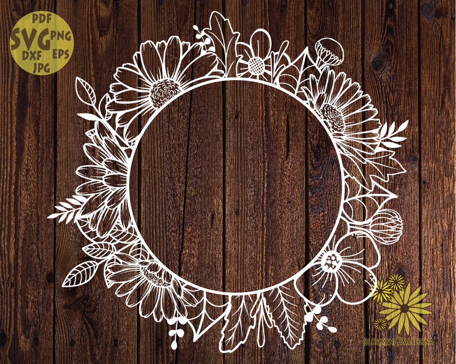 Floral Borders Svg Floral Svg Daisy Svg Round Floral | Etsy