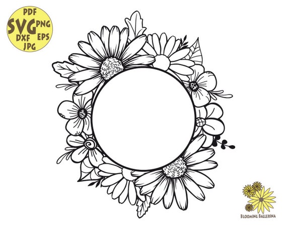 Floral Borders Svg Floral Svg Daisy Svg Monogram Frame Svg | Etsy