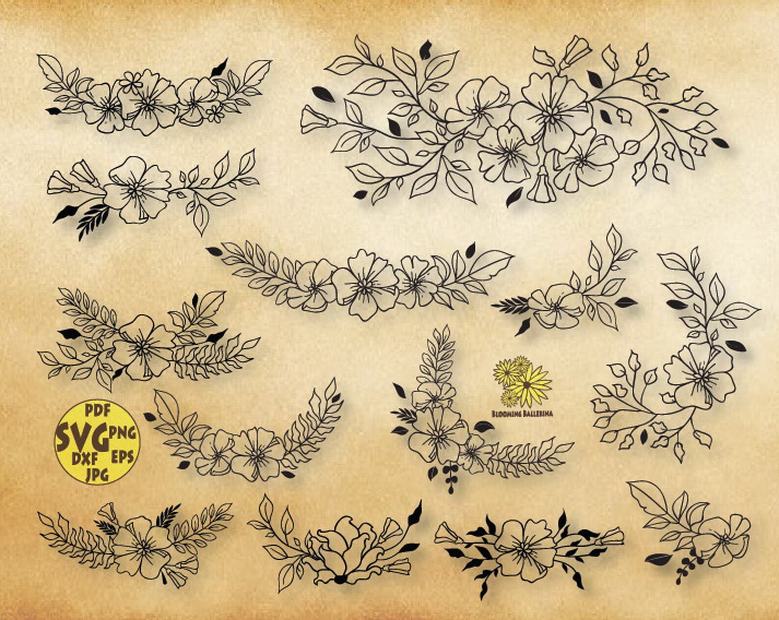 Floral Svg Floral Bundle Svg Botanical Svg Floral Corner - Etsy