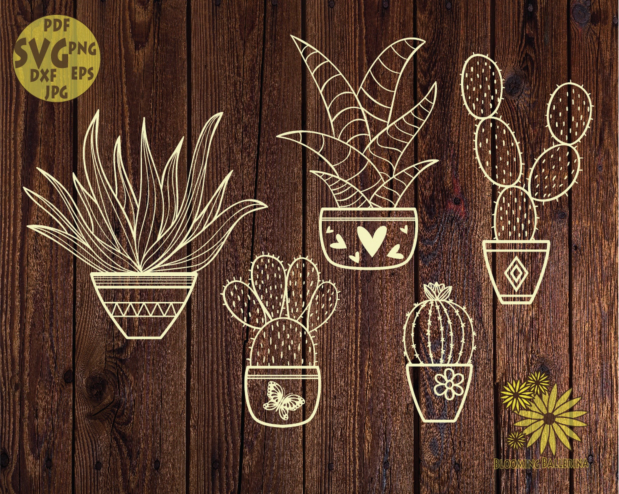 Cactus Pots Svg, Plants Svg, Succulents Svg, Cactus Svg, Summer Svg ...