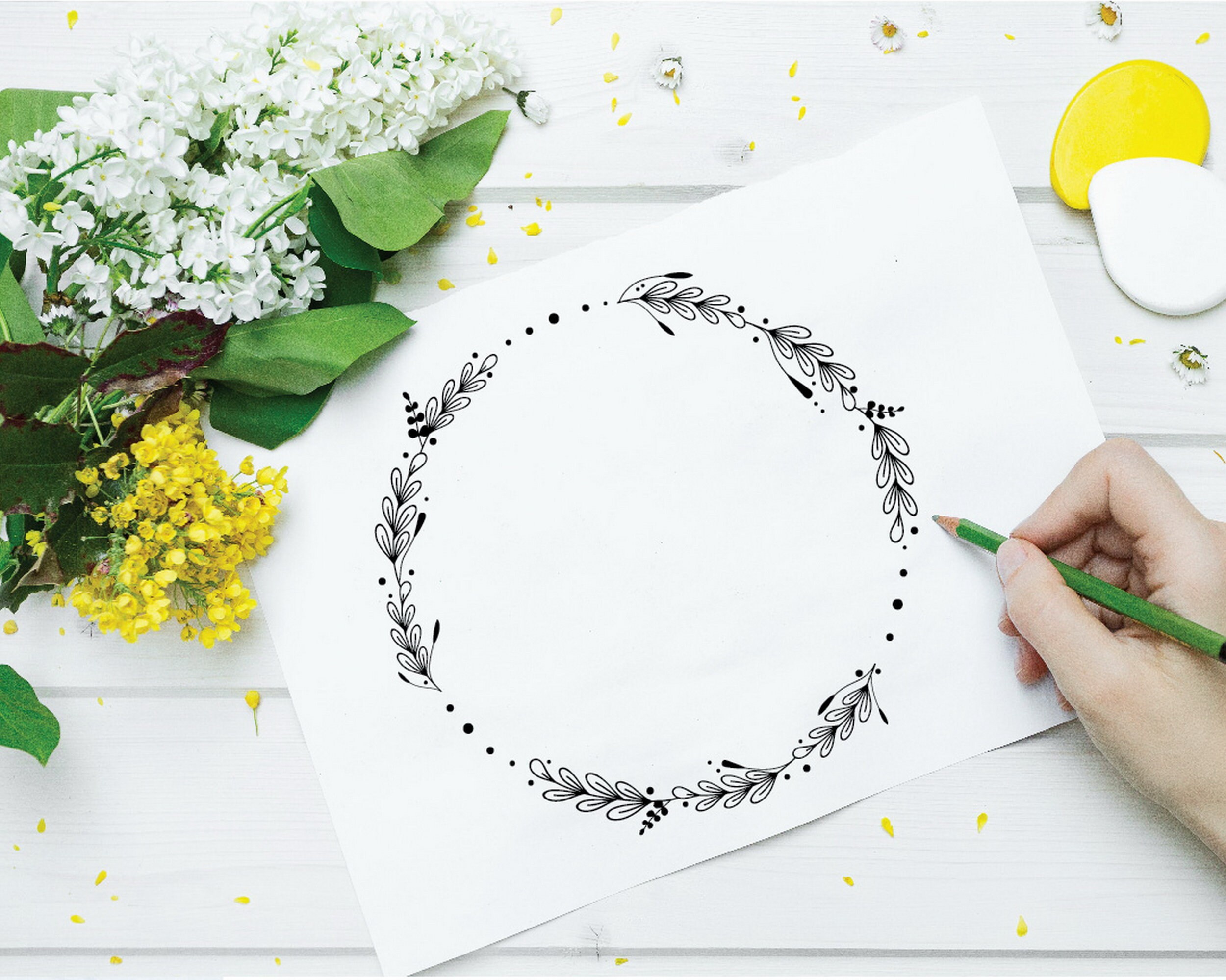 Krans SVG Maretak Svg Leaves Round Frame SVG bestand Laurel | Etsy ...