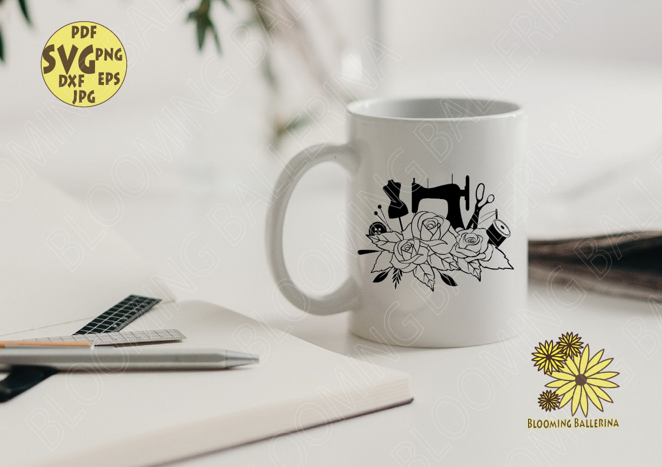 Split Monogram Tailor Set Svg Flower Sewing Machine Monogram - Etsy