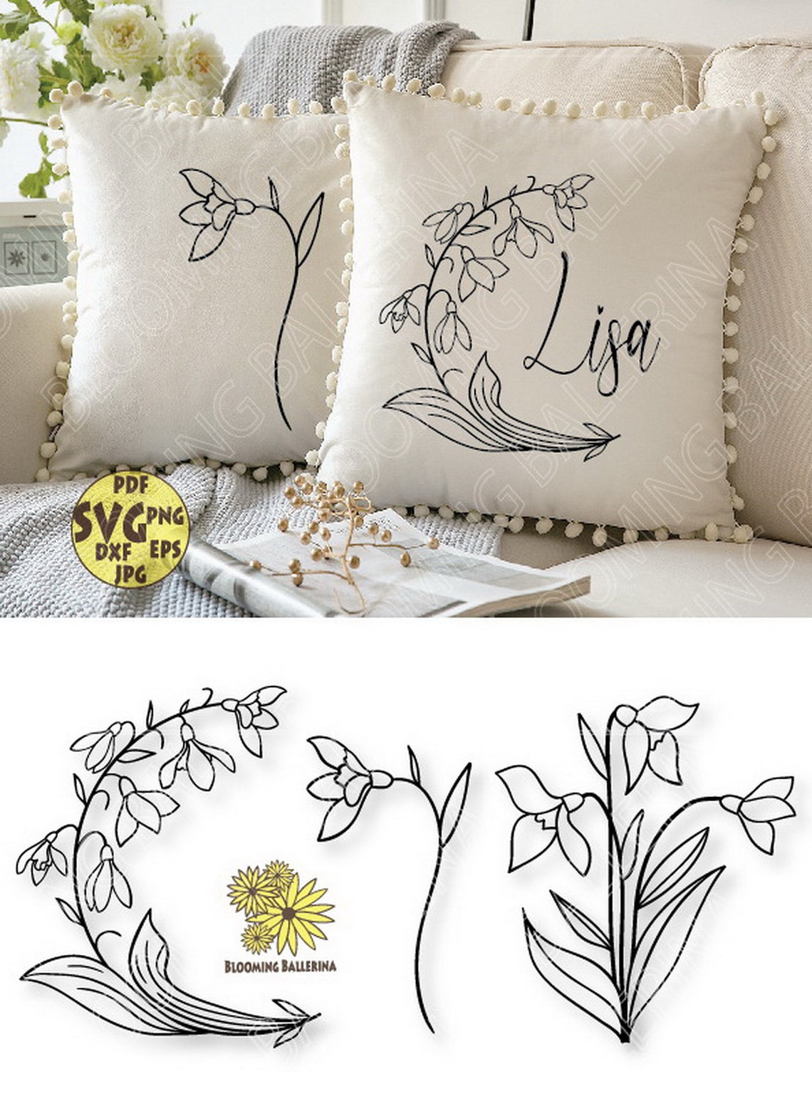 Snowdrops Bundle Svg File Snowdrop Wreath Svg January Birth - Etsy