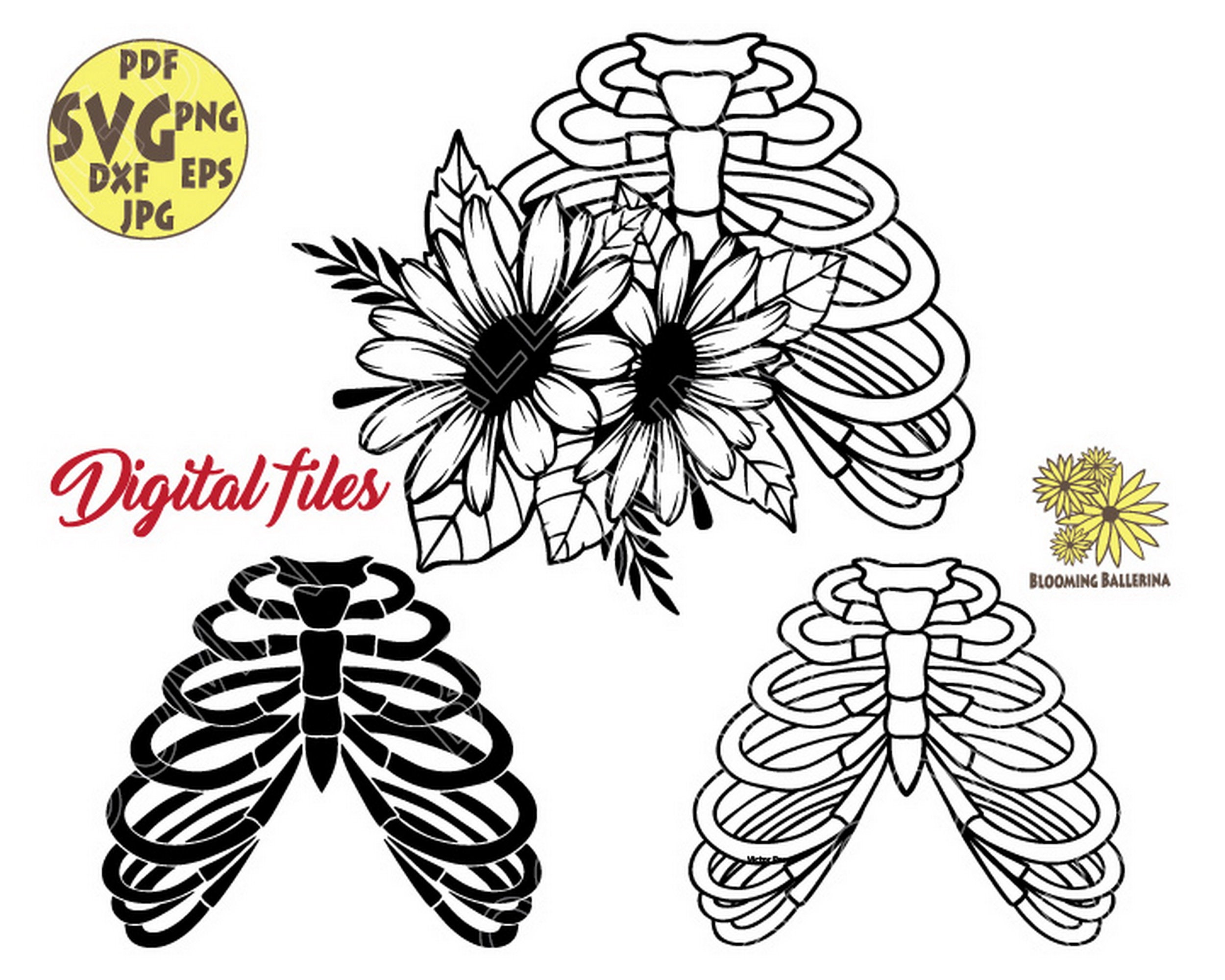 Flower Rib Cages Svg File Ribcage Svg Rib Cage Floral Cut | Etsy