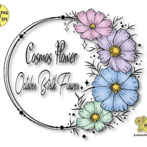 Cosmos Flower Svg, Cosmos Round Frame Svg, Cosmos Flower Frame Svg ...