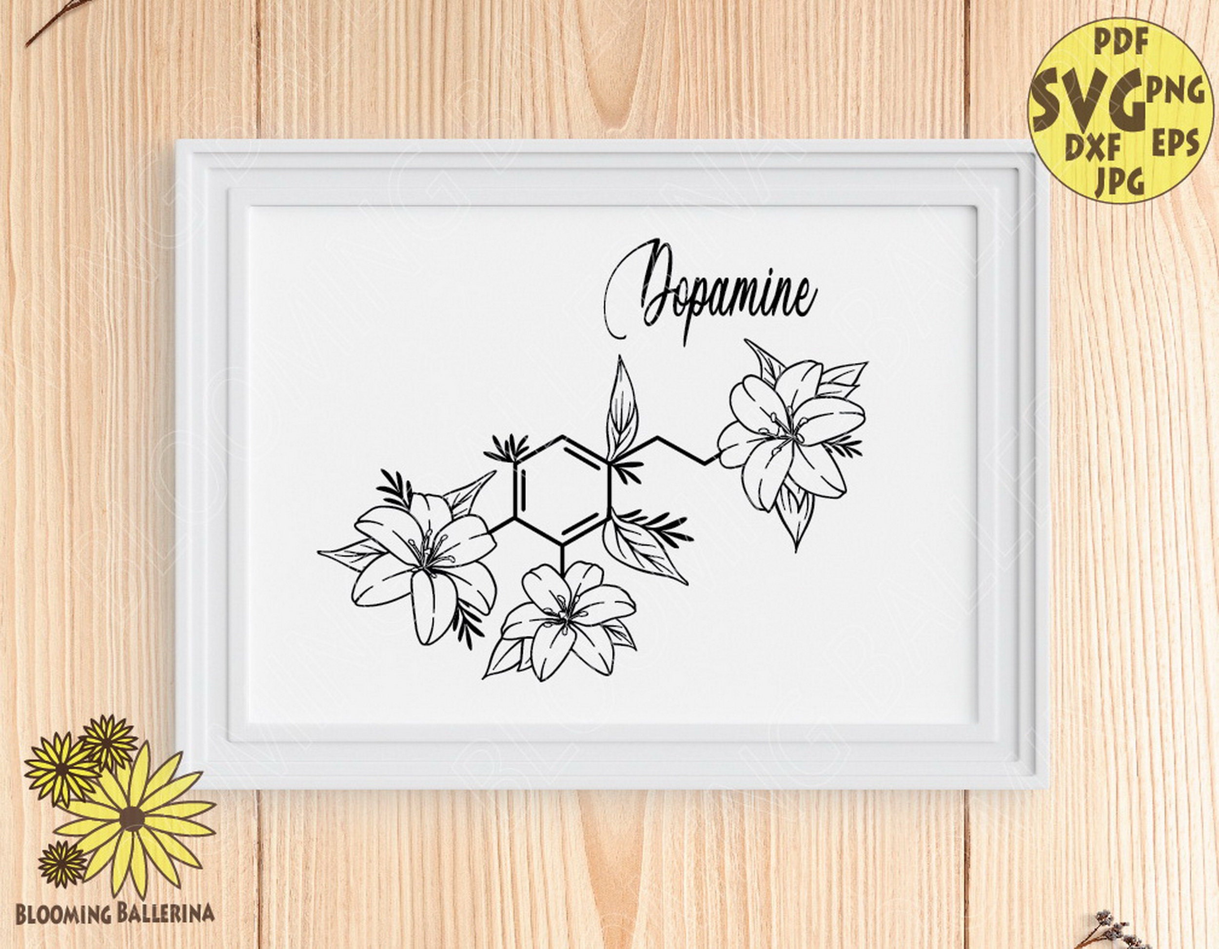 Floral Dopamine Svg Dopamine Molecule with Lilies Svg | Etsy