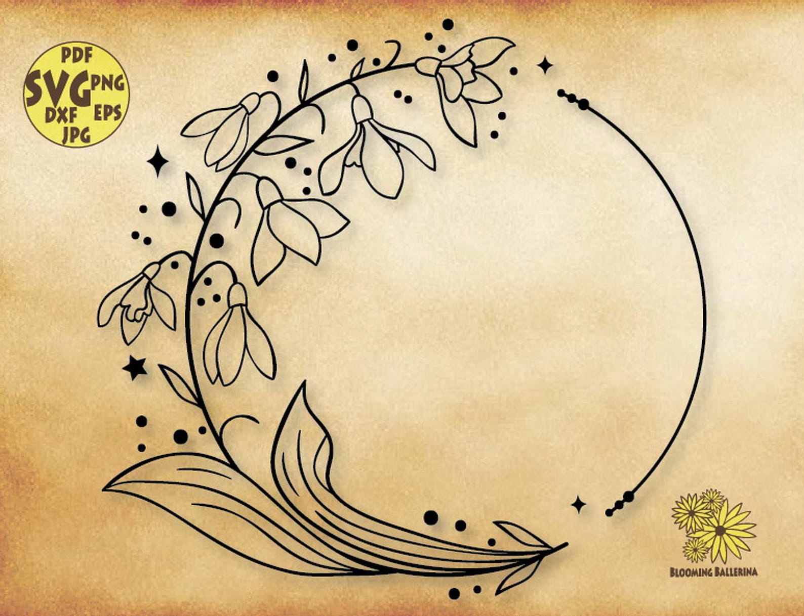 Snowdrop Circle Frame Svg File Snowdrop January Birth Flower | Etsy