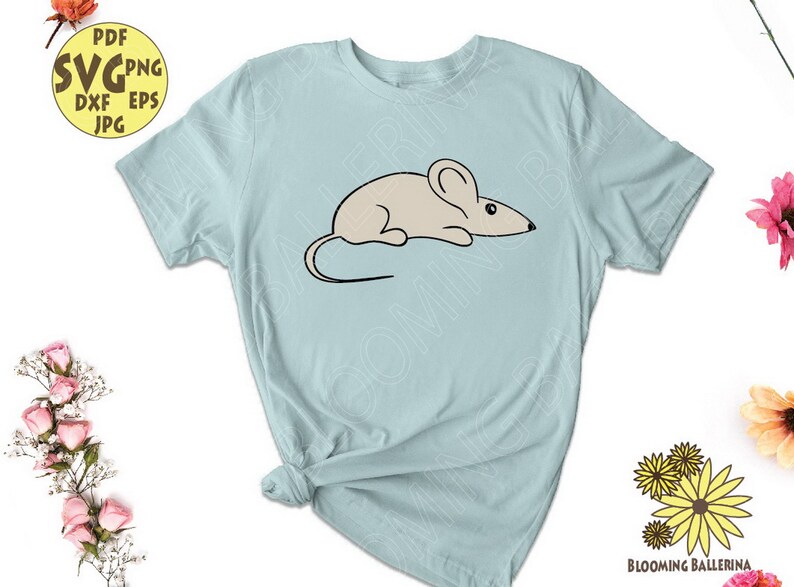 Mouse With Daisy Flower and Leaves Svg File, Floral Mouse Svg, Flower ...