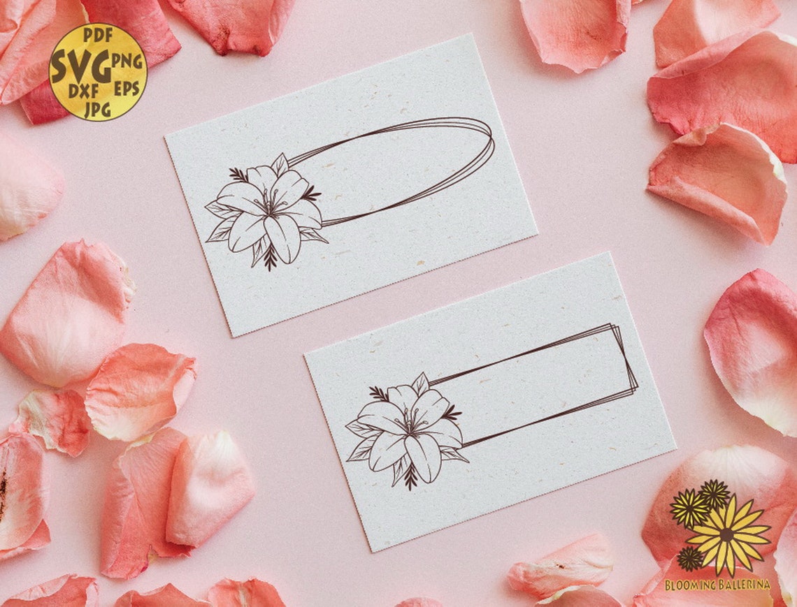 Lily Frames Svg Gentle Botanical Frame Svg Rectangular - Etsy