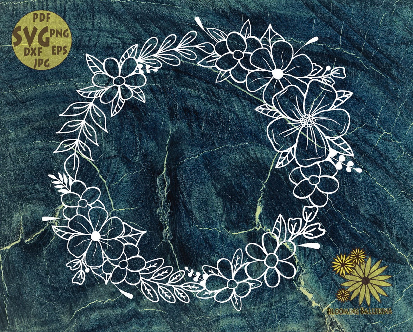 Floral Round Frame SVG Wreath SVG file Flower and Leaves | Etsy