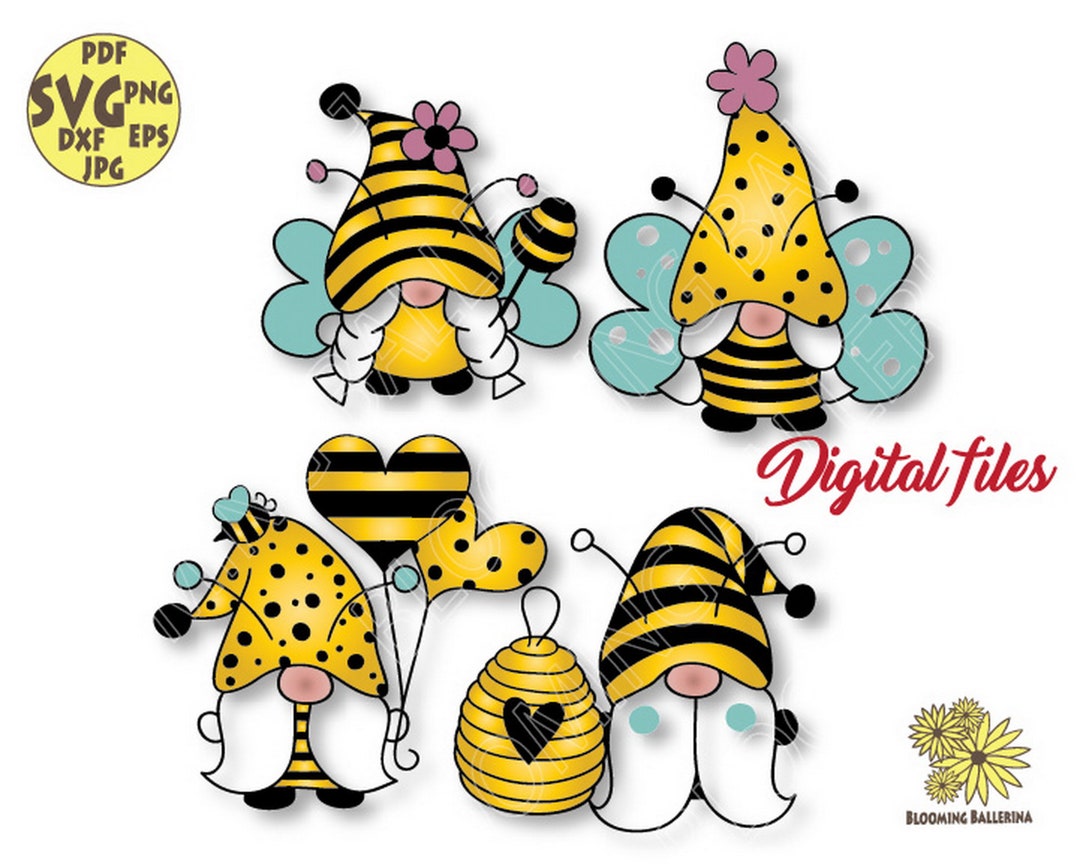 Bee Gnomes Svg File, Bee Gnomes Png File, Spring Gnomes, Garden Gnomes ...
