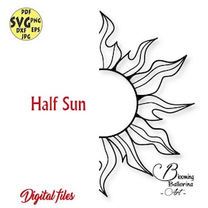 Half Sun Svg, Sun Svg, Sun Rays Svg, Summertime Svg, Summer Svg, Sun ...