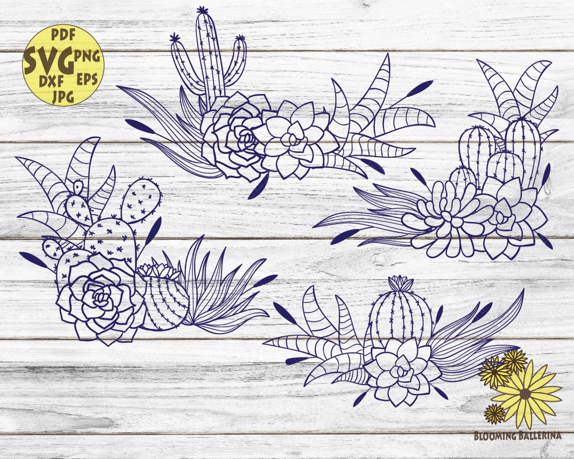 Cactus Borders Svg Bundle Cactus svg Suculent frame svg | Etsy