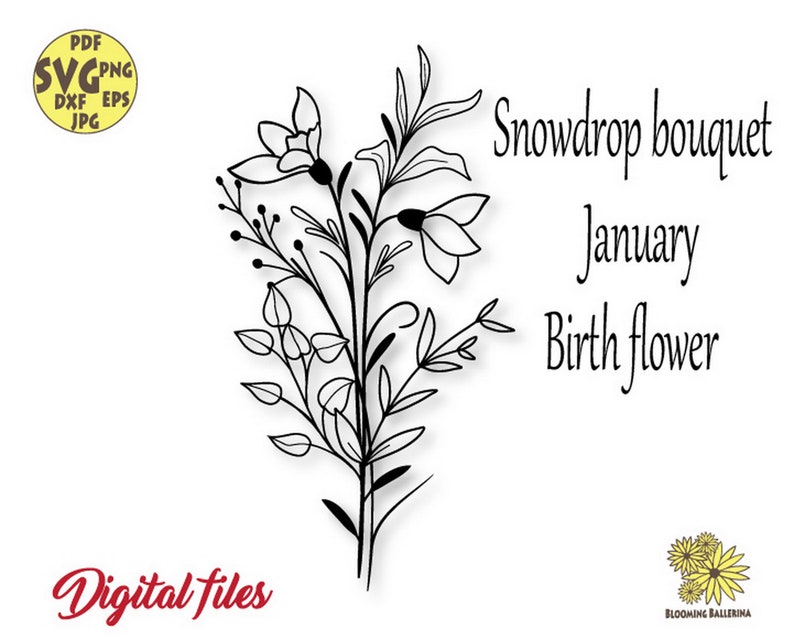 Snowdrop Birth Flower Bouquet Svg File January Birth Flower - Etsy