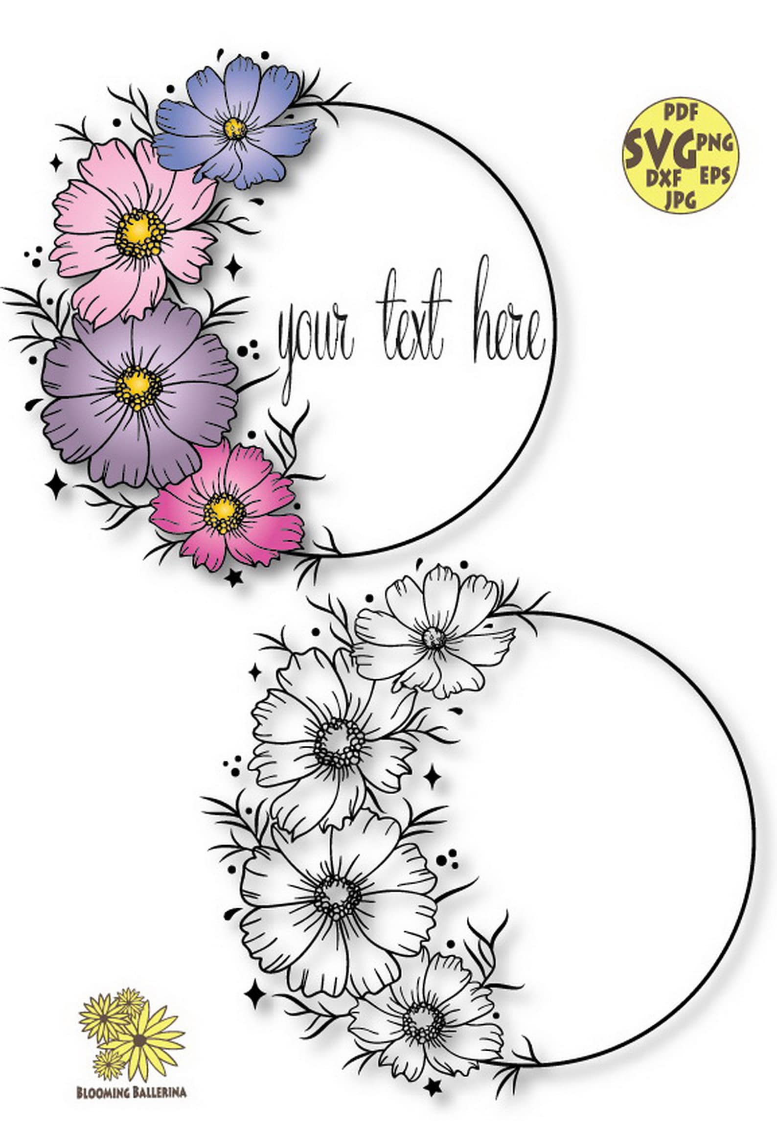 Cosmos Flower Frame Svg File Cosmos Flower Svg October Birth - Etsy