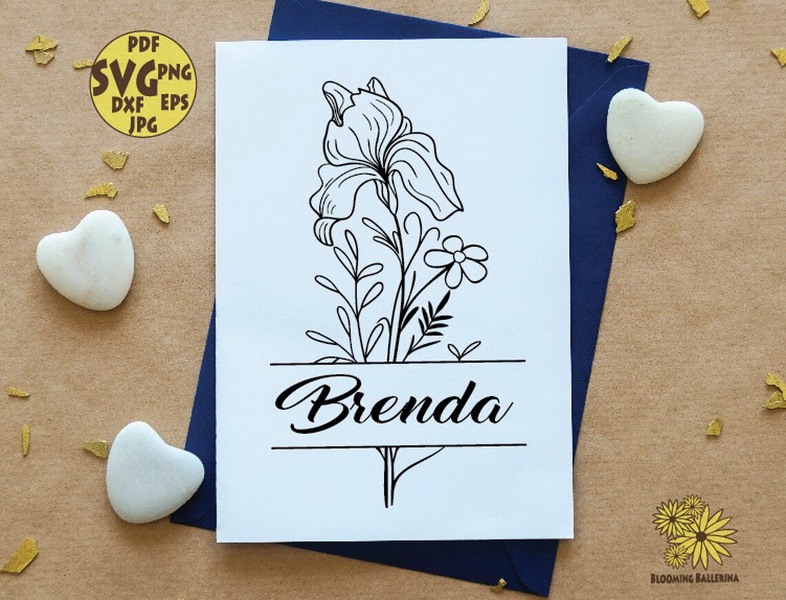 Monogram Iris Flower Bouquet Svg February Birth Flower Svg - Etsy