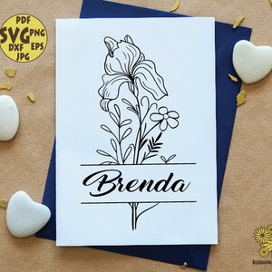Monogram Iris Flower Bouquet Svg, February Birth Flower Svg, Floral ...