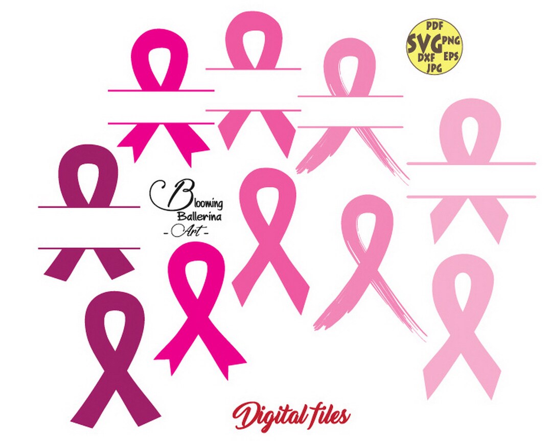 Cancer Ribbon Svg, Awareness Ribbon Svg, Bundle Pink Cancer Awareness ...