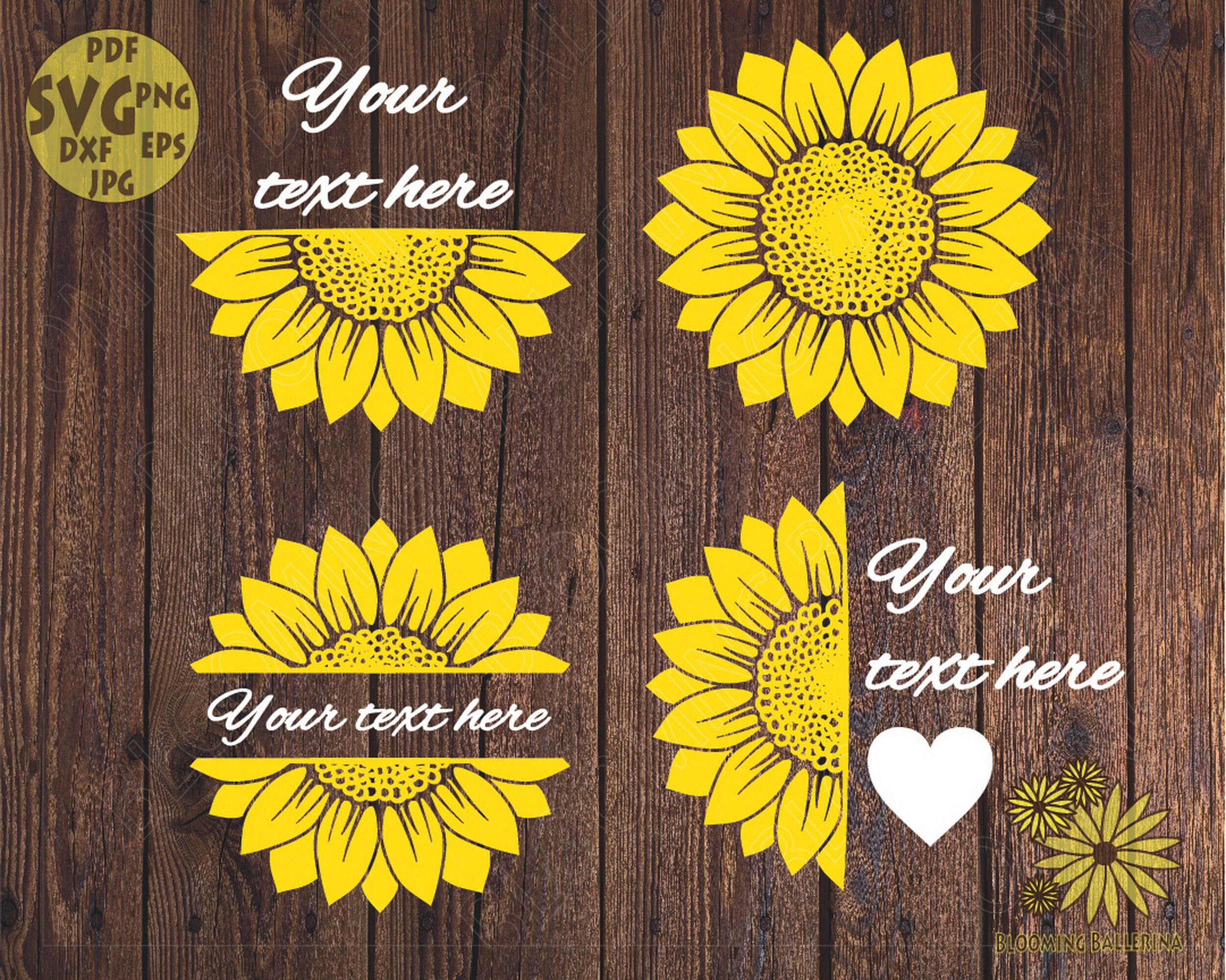 Sunflower Monogram Svg Floral Svg Split Monogram Svg | Etsy