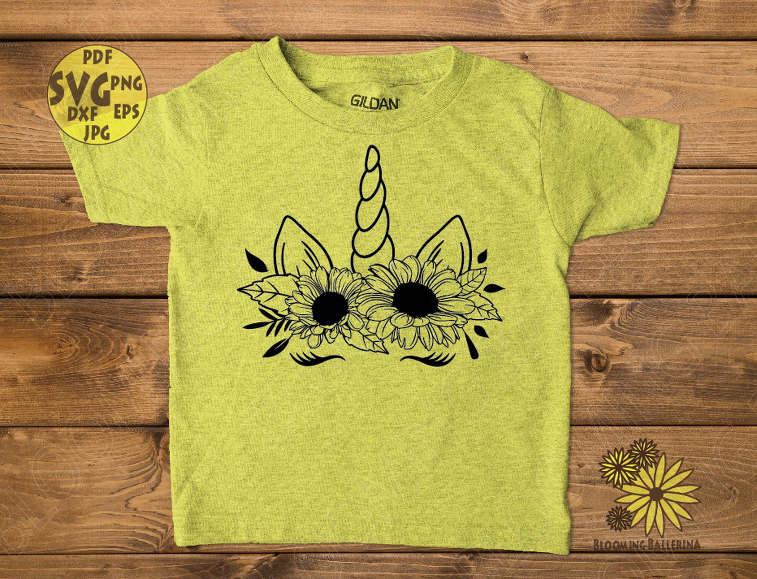 Sunflower Unicorn Face with flowers and leaves svg file | Etsy