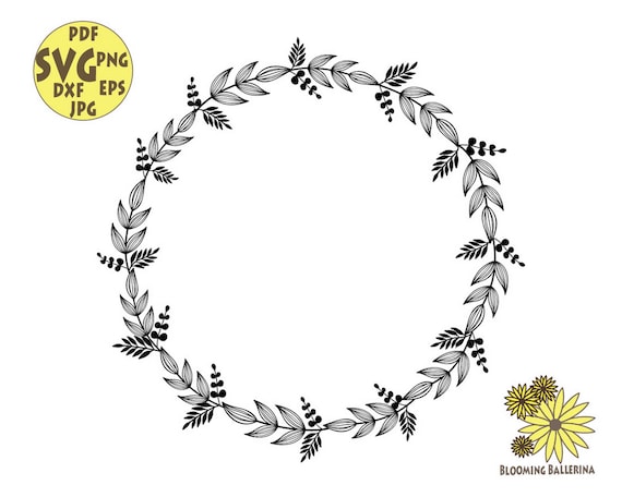 Leaves Round Frame SVG File Wreath SVG Laurel Leaves Wreath | Etsy UK