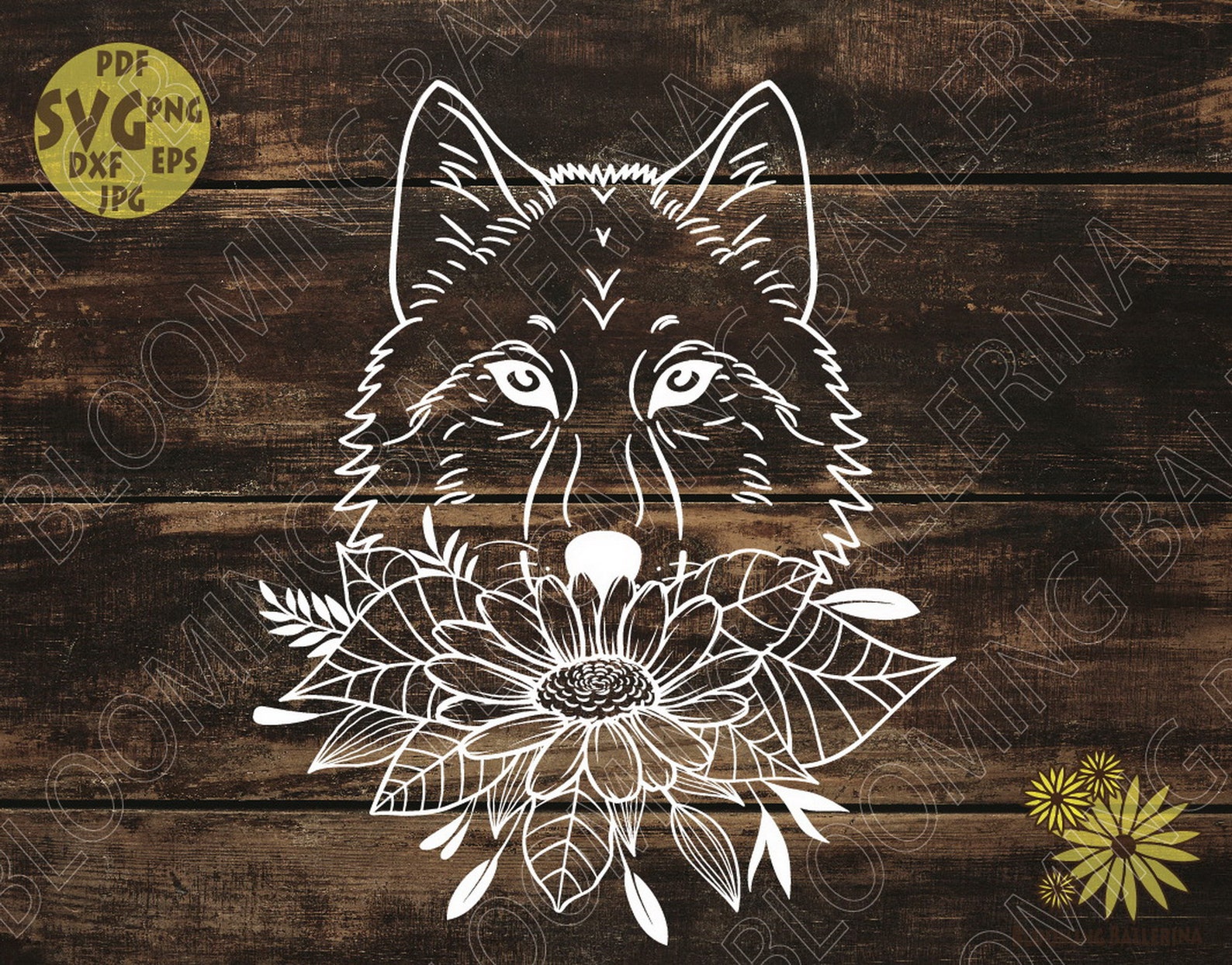 Flower Wolf Svg Floral Wolf Svg Wolfclipart Woodland - Etsy