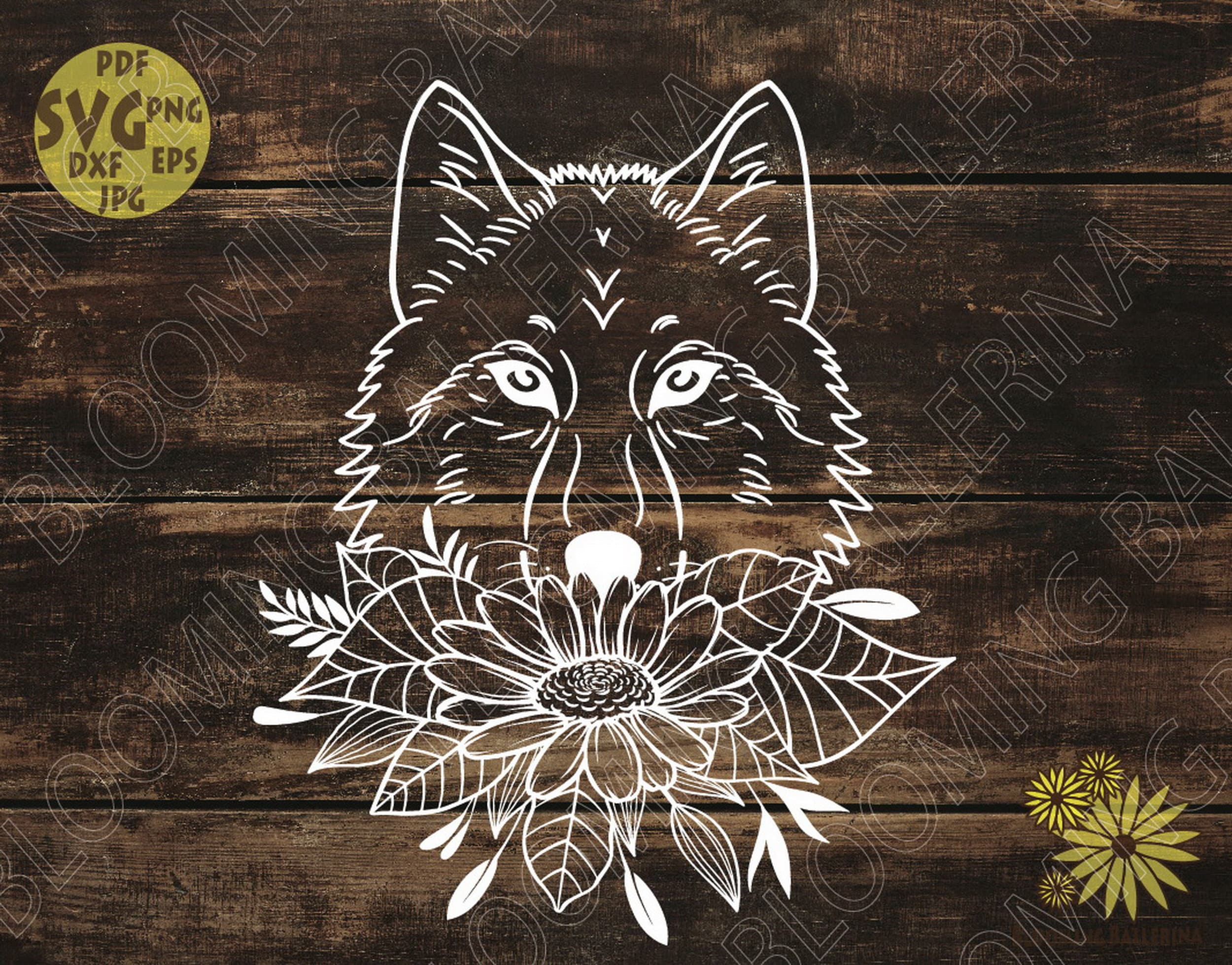 Flower Wolf Svg Floral Wolf Svg Wolfclipart Woodland | Etsy