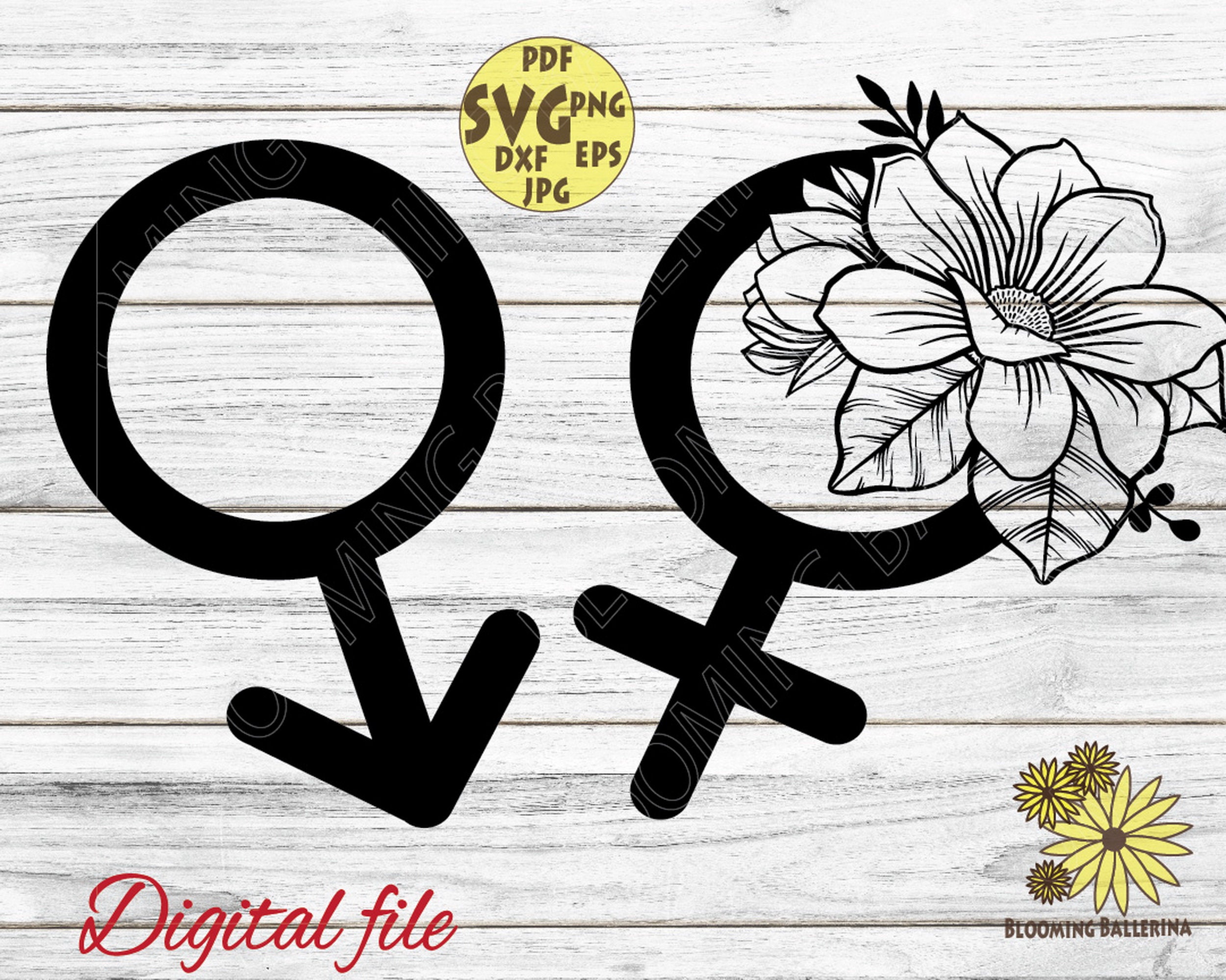 Floral Gender Signs Svg Magnolia Svg Female Symbol Svg Men - Etsy