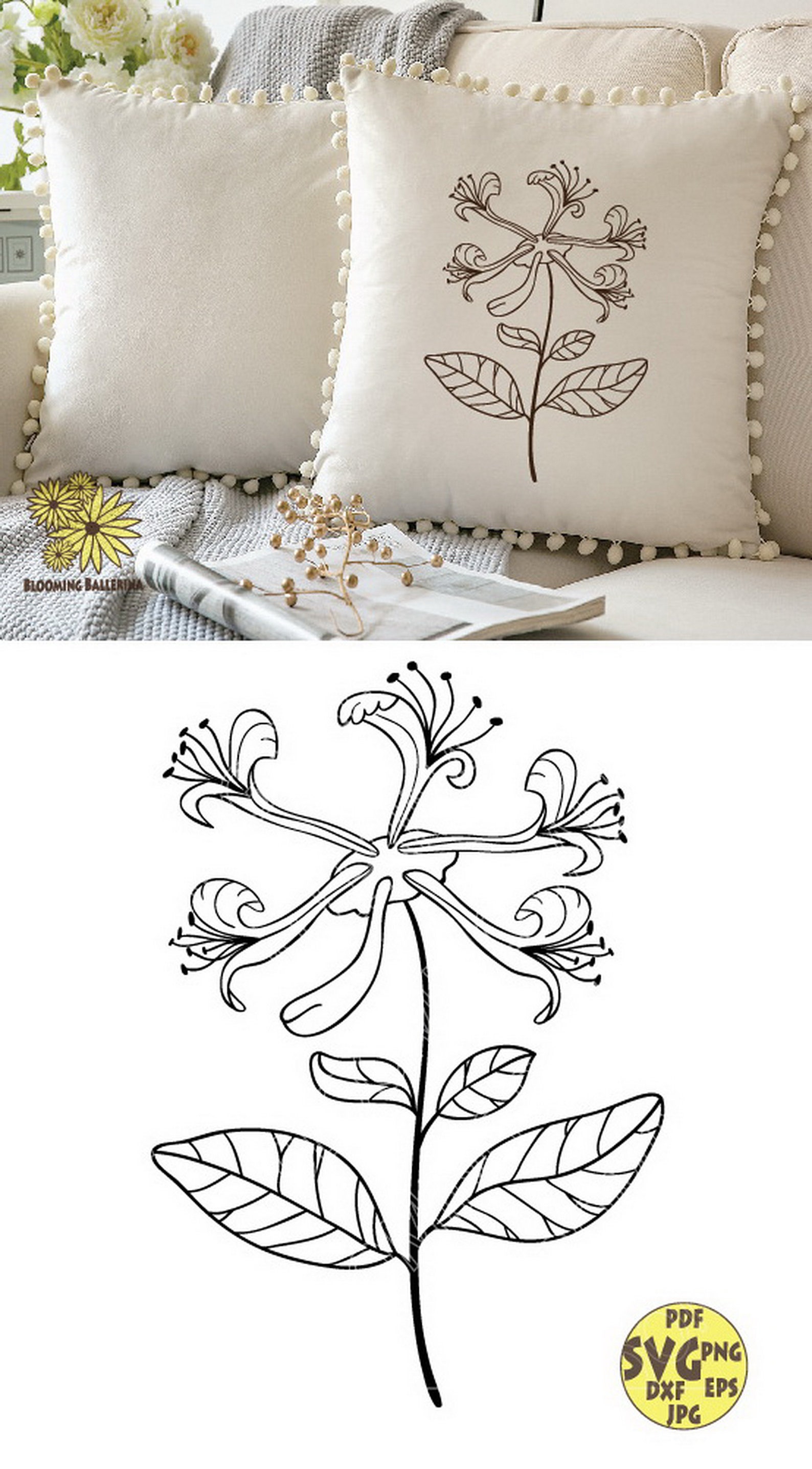 Honeysuckle Flower Svg File June Birth Flower Svg - Etsy