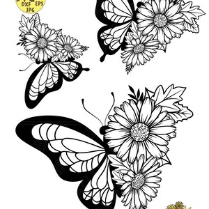 Daisies Butterfly Svg, Monarch Butterfly, Floral Svg, Daisy Svg ...