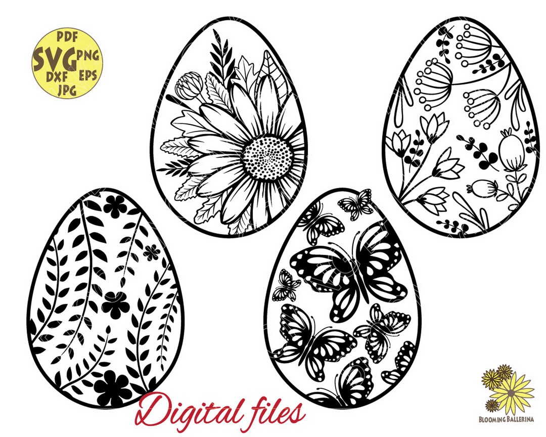 Easter Decor, Bundle Easter Eggs, Easter Svg, Flower Easter Egg Svg ...