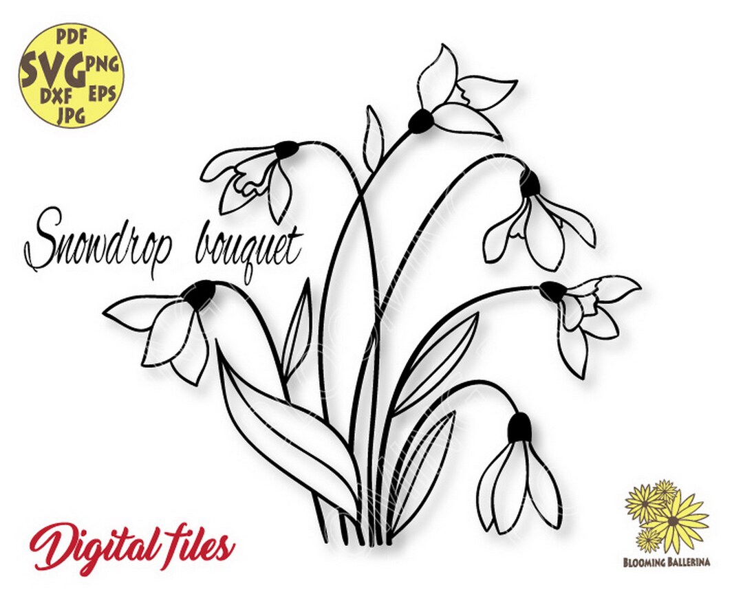 Snowdrop Bouquet Svg File, Snowdrop January Birth Flower Svg, Snowdrop ...