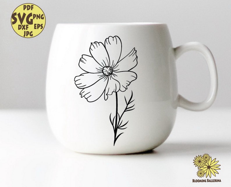 Cosmos Flower Wedding Svg File October Birth Month Flower - Etsy