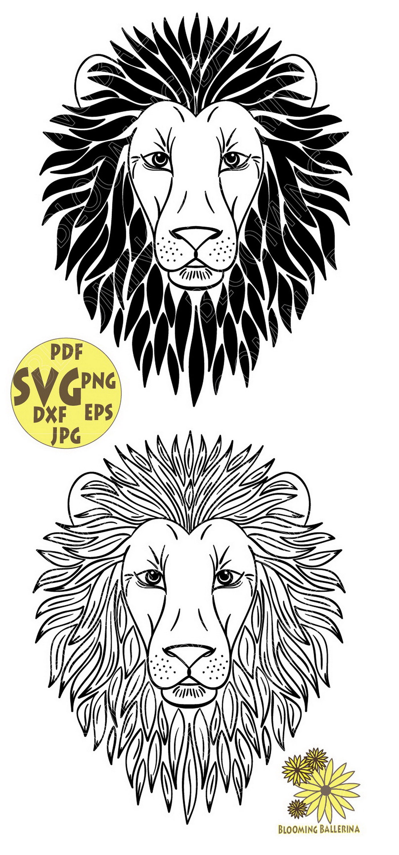 Lion Svg Lions Svg Bundle Digital Animal Face King Lion | Etsy