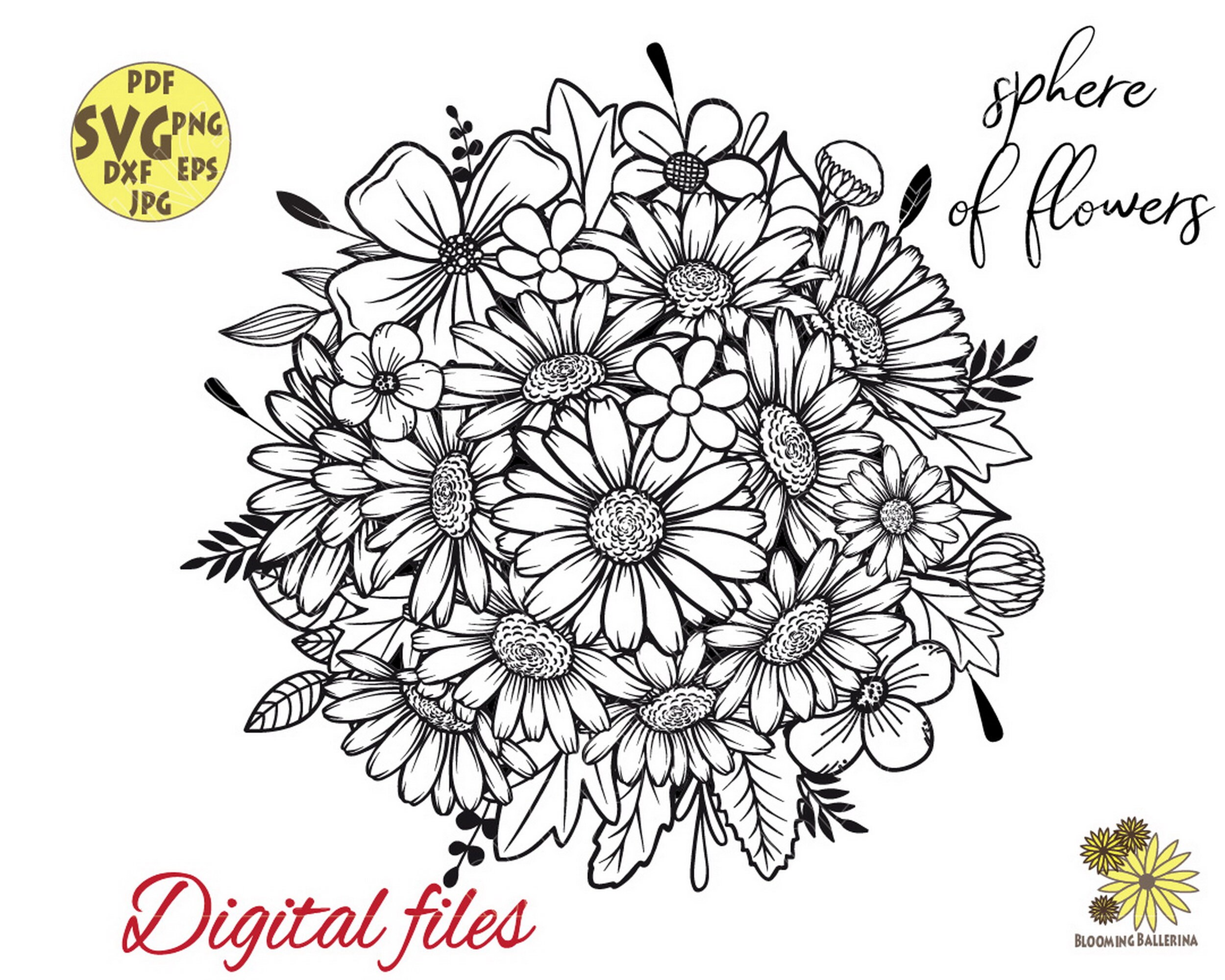 Sphere of Flowers Svg Flower Circle Svg Spring Svgwedding | Etsy