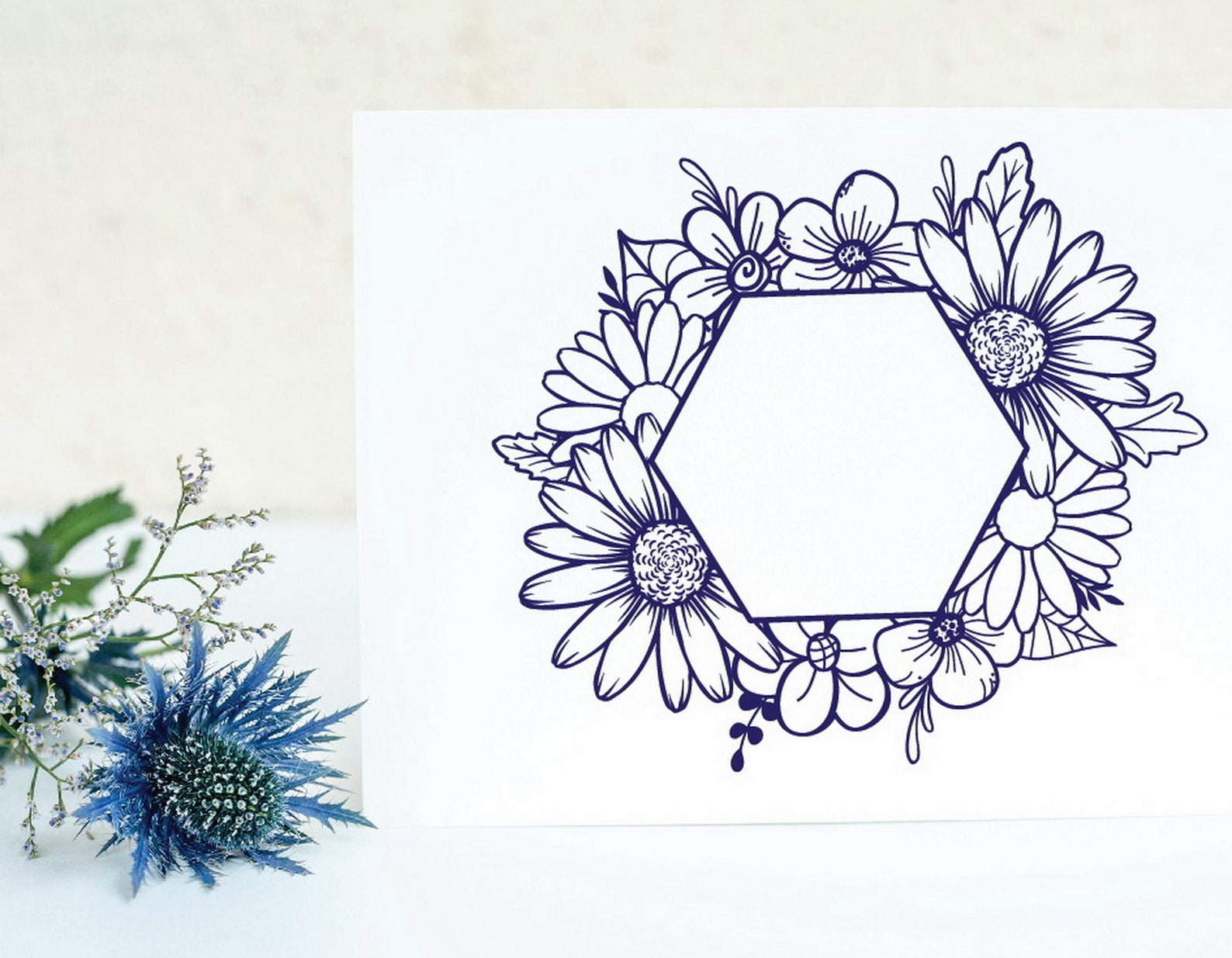 Floral Borders Svg, Floral Svg, Daisy Svg, Monogram Frame Svg, Floral ...