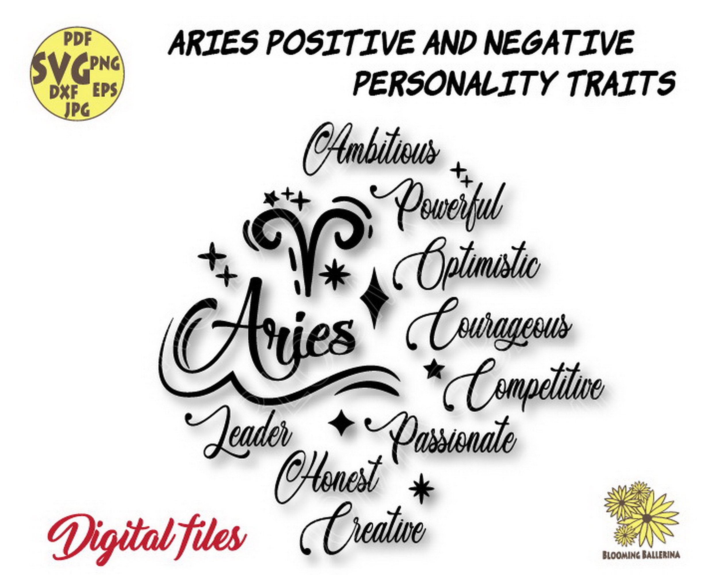 Aries Svg, Aries Positive and Negative Personality Traits Svg File ...