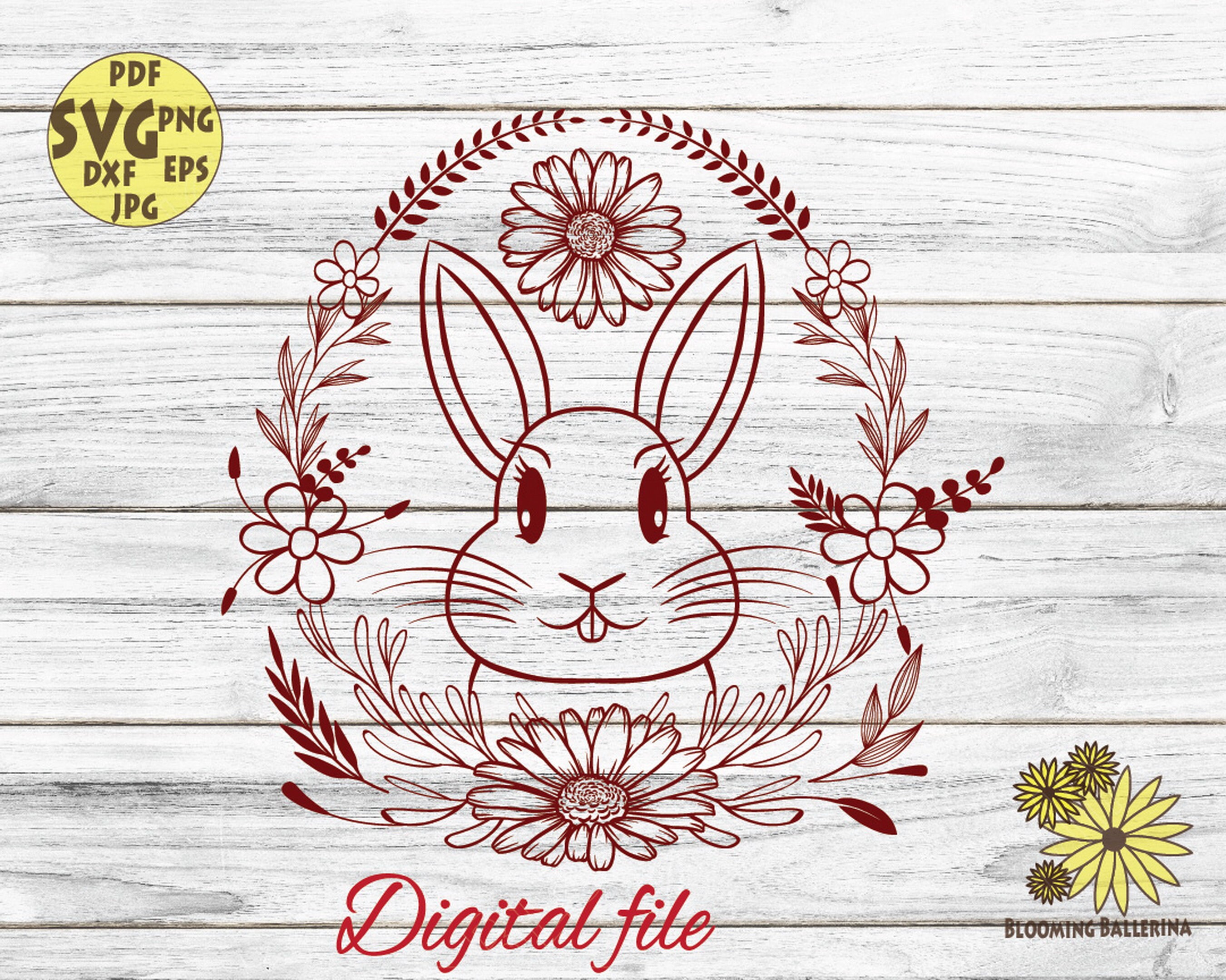 Bunny Svg Flower Rabbit Svg Easter Bunny Svg Spring Svg - Etsy UK