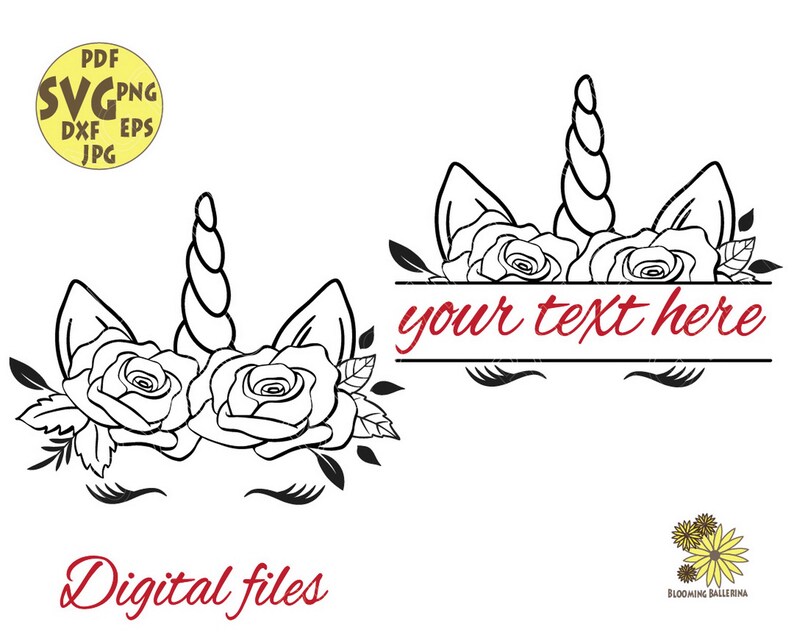 Flower Unicorn Face With Roses and Leaves Svg File, Floral Unicorn ...