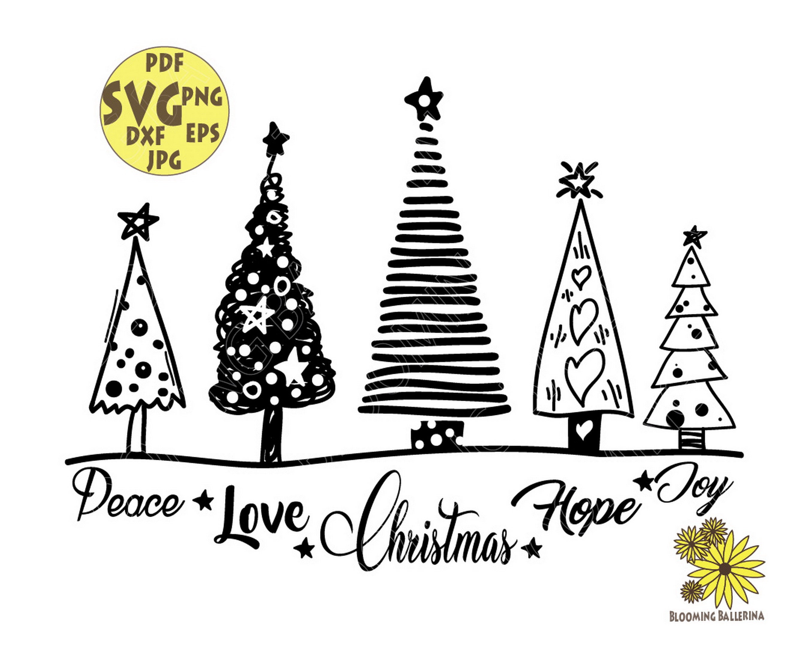 Joy Hope Peace Love Christmas Svg Christmas Tree SVG Winter - Etsy