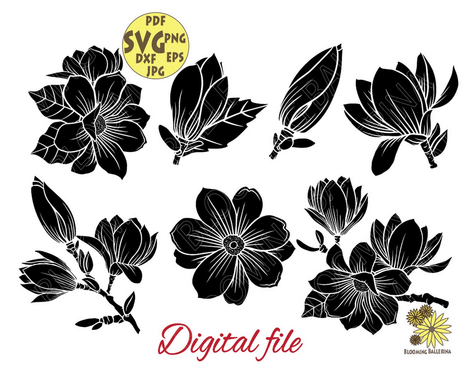 Magnolia Branches Svg Magnolia Svg Floral Svg Magnolia - Etsy